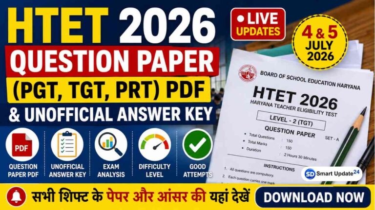 HTET Question Paper 2026 PDF (PGT, TGT, PRT) Answer Key